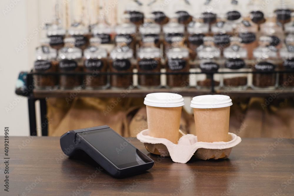 using smartphone and nfs technology to pay Stock Photo | Adobe Stock