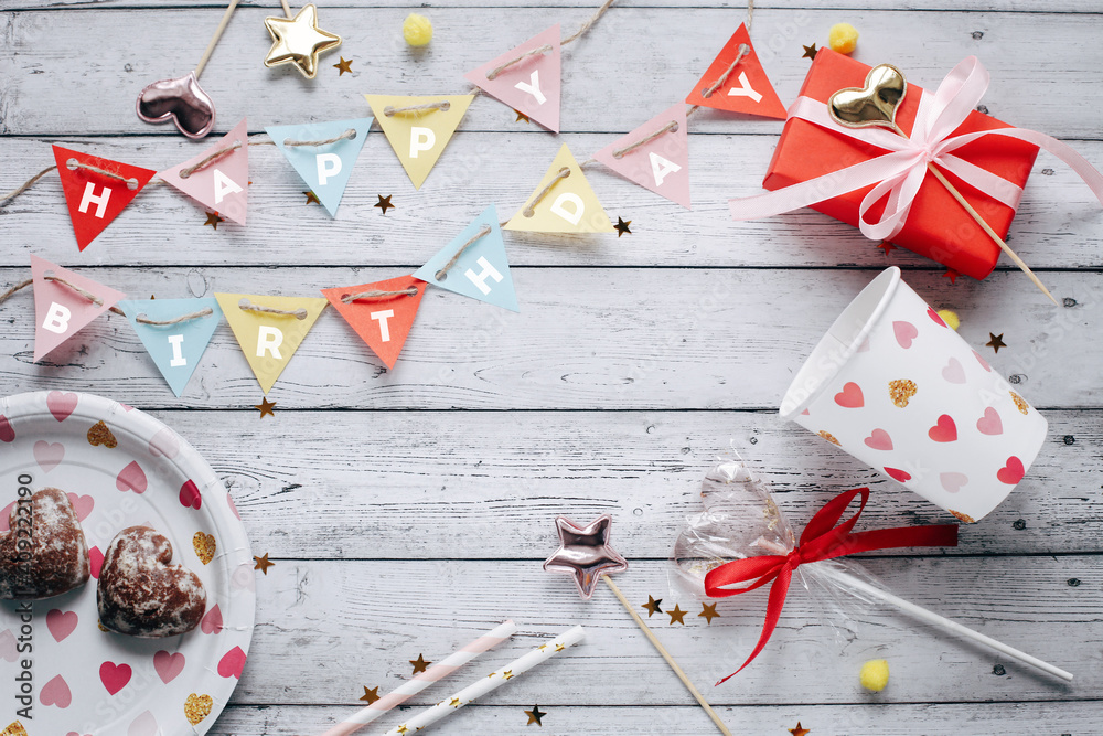 Happy birthday greeting card template. Cute Birthday background. Stock ...