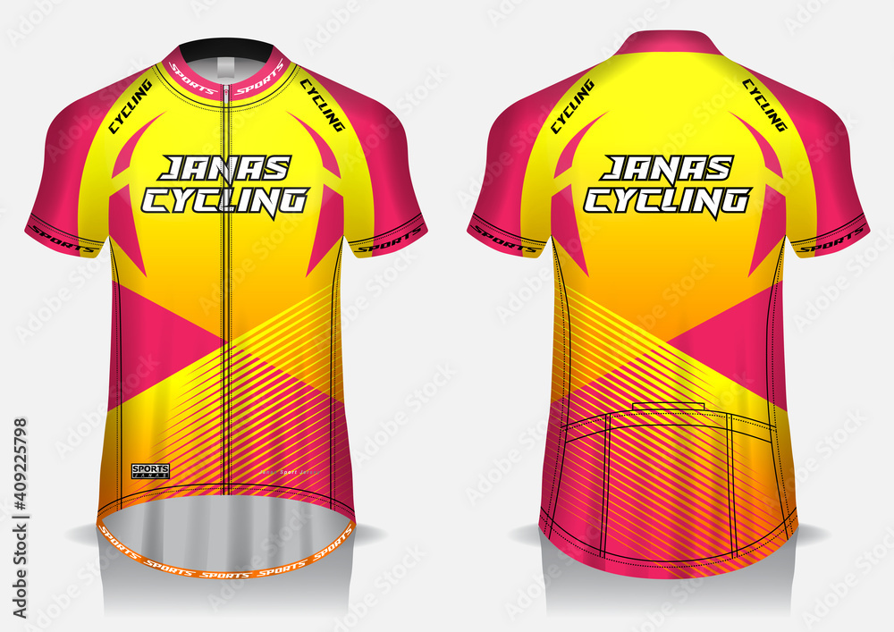 Jersey cycling template design uniform front and back view Stock Vector ...