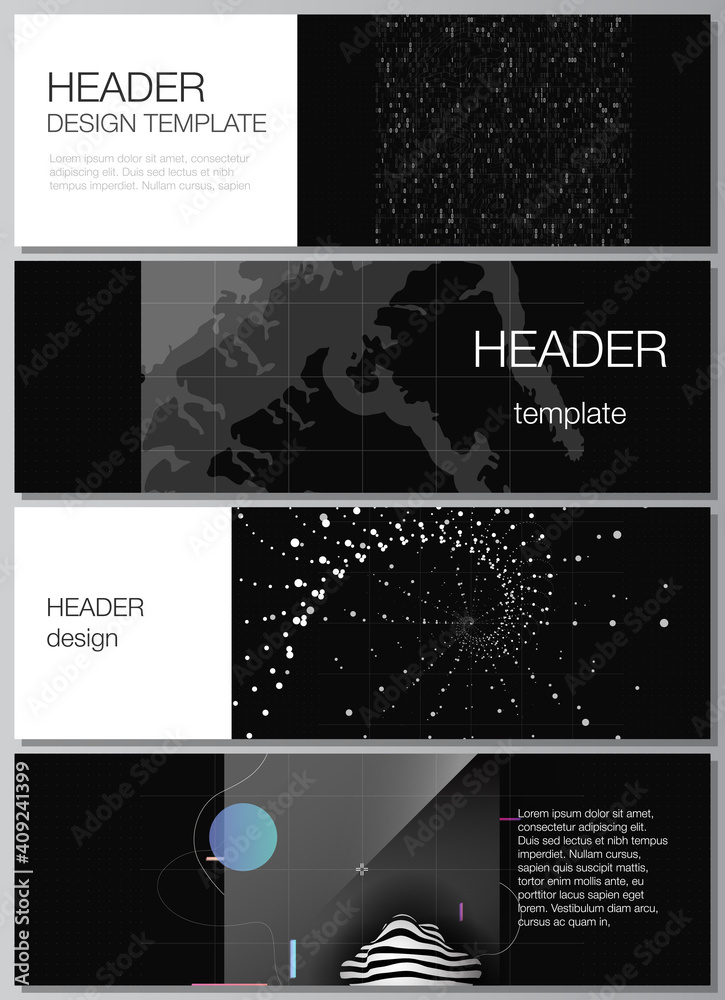 Vector layout of headers, banner design templates for website footer ...