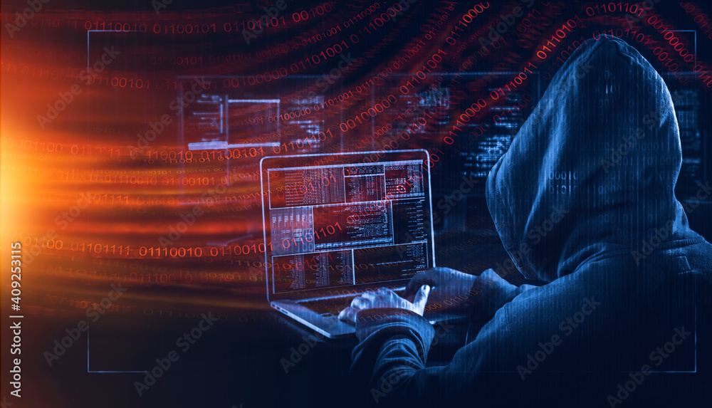 hooded hacker solar winds hack concept Stock Photo | Adobe Stock