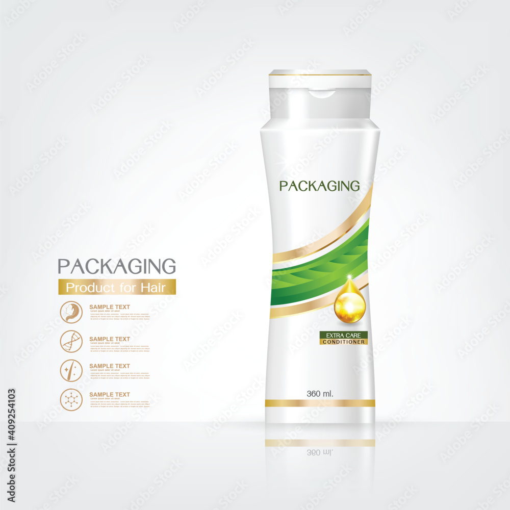 Packaging products Hair Care design, shampoo bottle templates on White ...