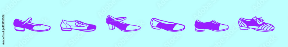 set of tap shoes cartoon icon design template with various models ...