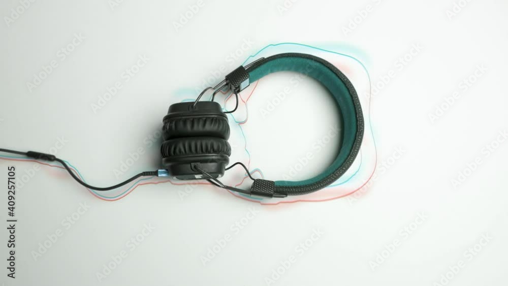 Headphones on white background with animated lines. Animation ...