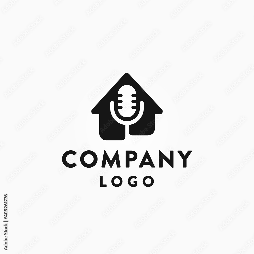 house poudcast logo design Stock Vector | Adobe Stock