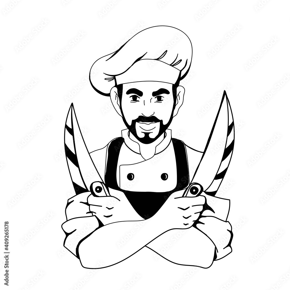 Restaurant chef, chef in work uniform shows finger gestures - delicious ...