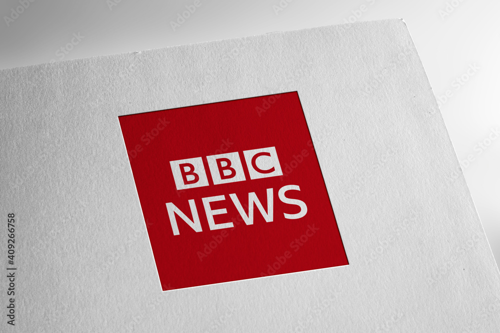 bbc news logo editorial illustrative, on screen Stock Photo | Adobe Stock