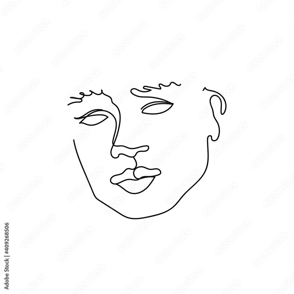 Elegant modern portrait minimalist style continuous line art. Looks ...