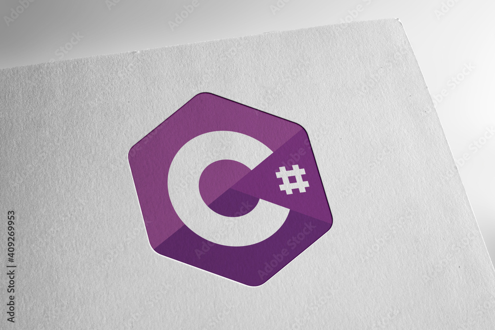 C sharp logo editorial illustrative, on screen Stock Photo | Adobe Stock