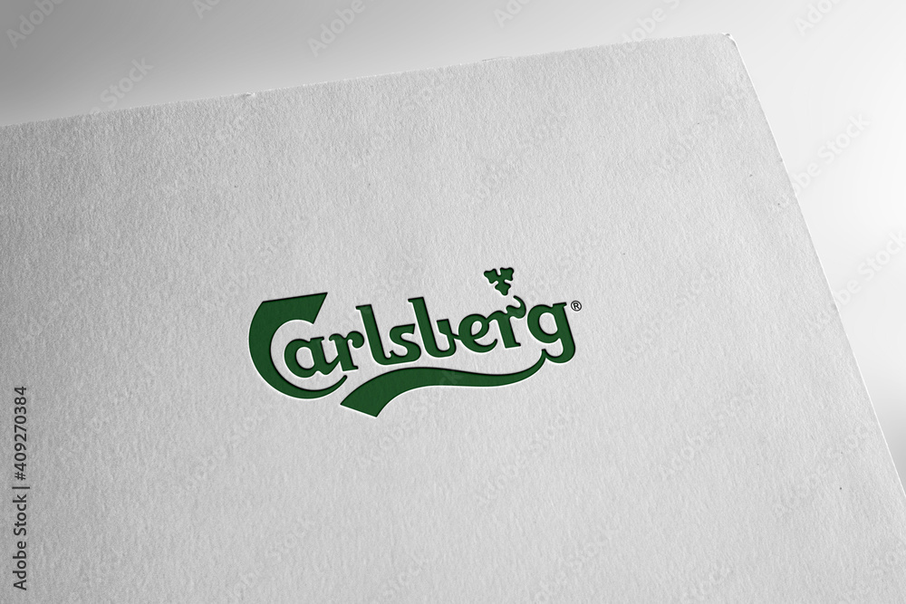 Carlsberg logo editorial illustrative, on screen Stock Photo | Adobe Stock