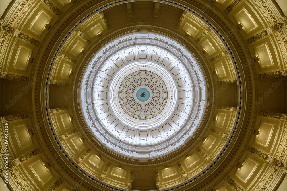 The beautiful interior dome of the historic Texas State Capitol ...
