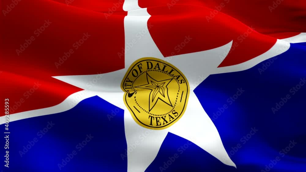 Dallas Texas US city flag waving in wind video footage Full HD ...