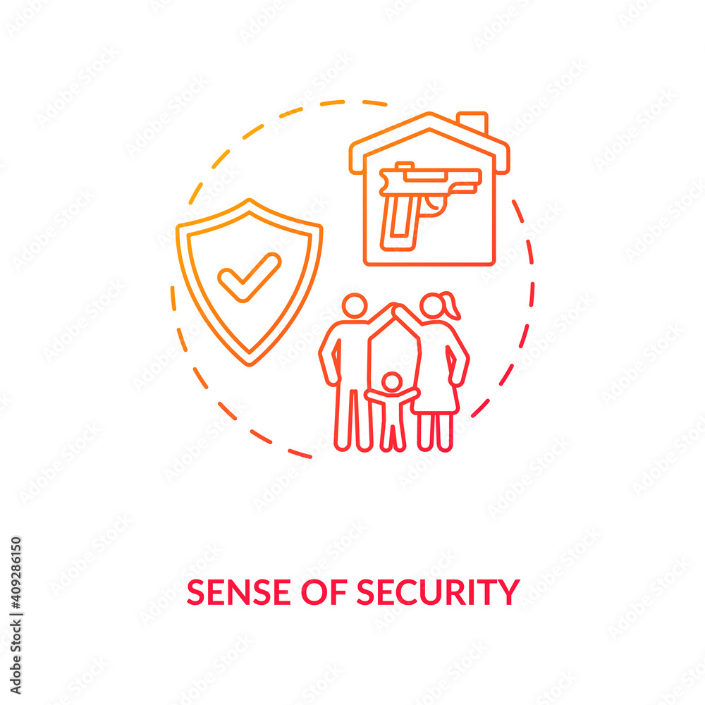 Sense of security red gradient concept icon. Family safety. Property ...