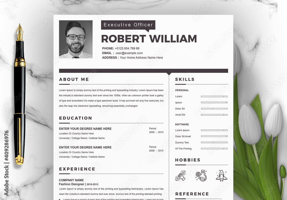 Professional Designer Resume Layout Stock Template | Adobe Stock