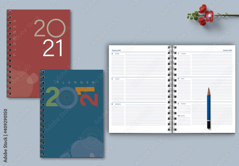2021 Weekly Planner Layout Stock Template | Adobe Stock