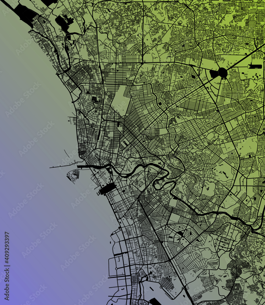 Manila, Metropolitan Manila, Philippines (PHL) - Urban vector megacity ...