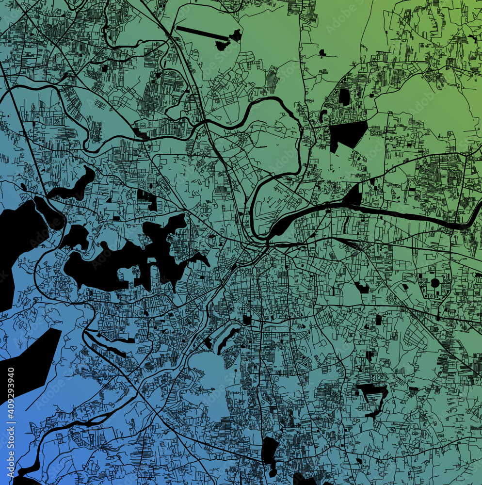 Pune, Maharashtra, India (IND) - Urban vector megacity map with parks ...