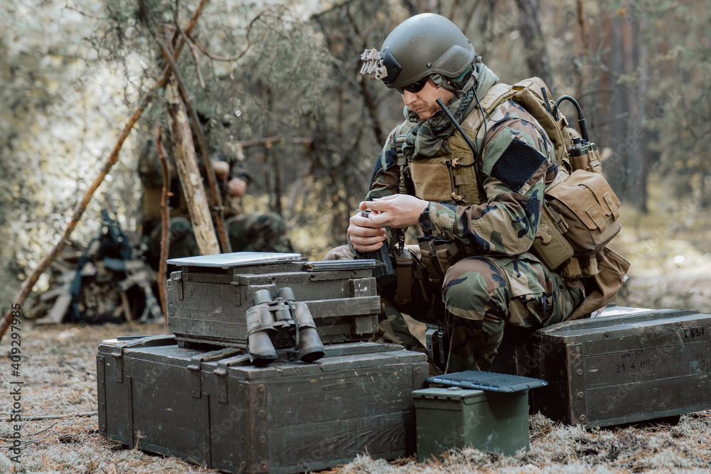 Squad Leader Discusses Military Operation Details with Soldiers, Commander Gives Orders. Fully ...