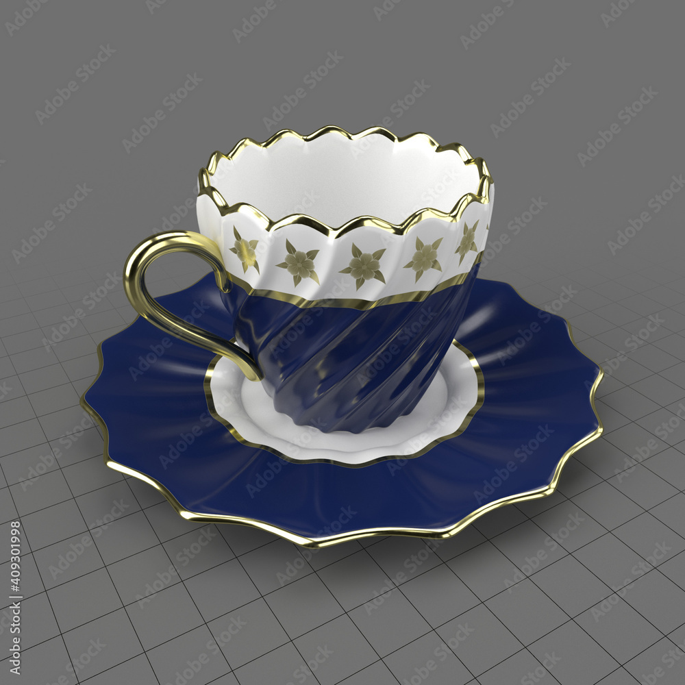 Fluted twisted teacup with saucer Stock 3D 에셋 | Adobe Stock