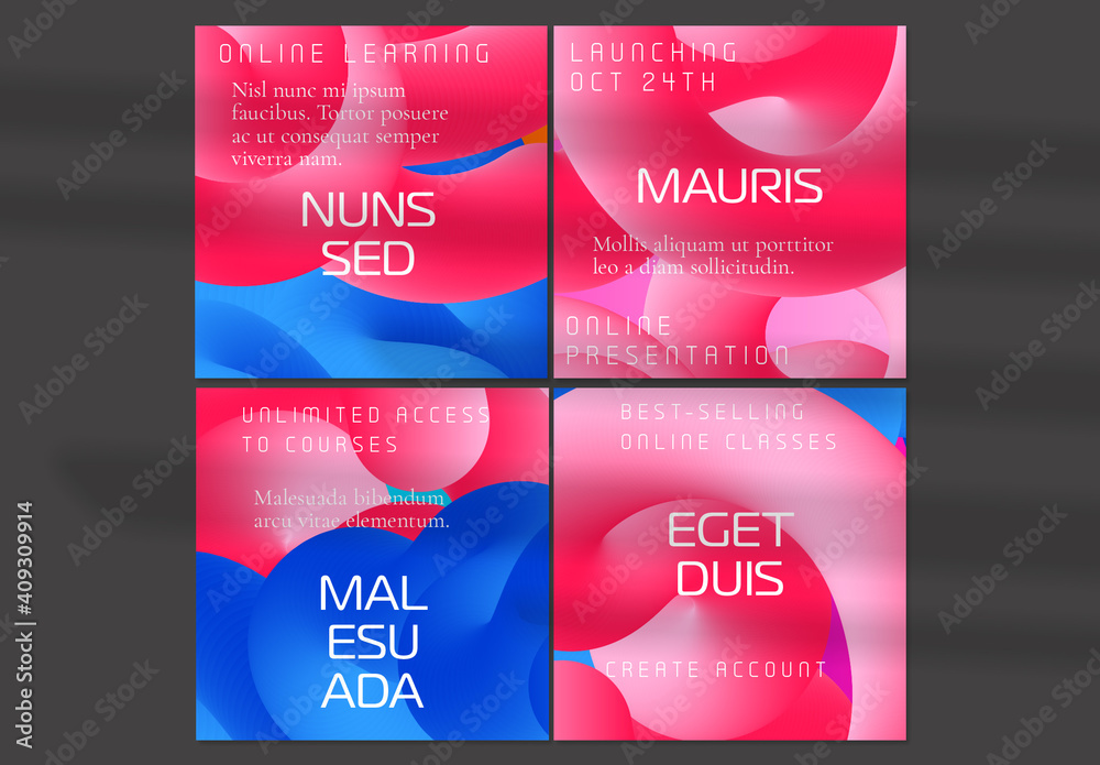 Social Media Post Layouts with Futuristic Wavy Gradient Shape Stock ...