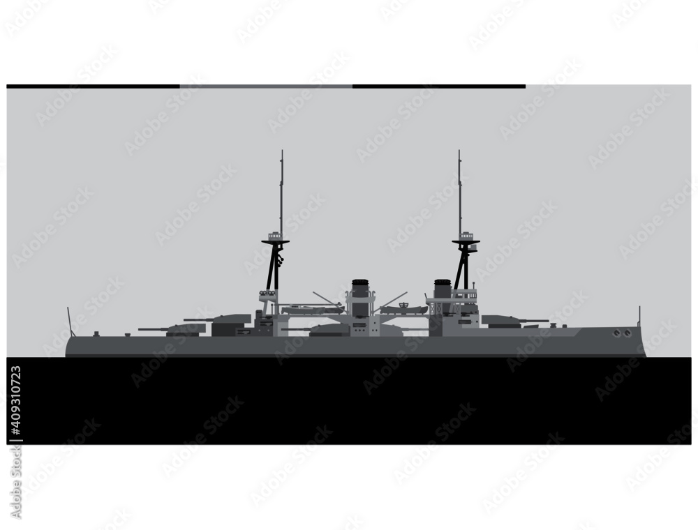 HMS NEPTUNE 1911. Royal Navy battleship. Vector image for illustrations ...