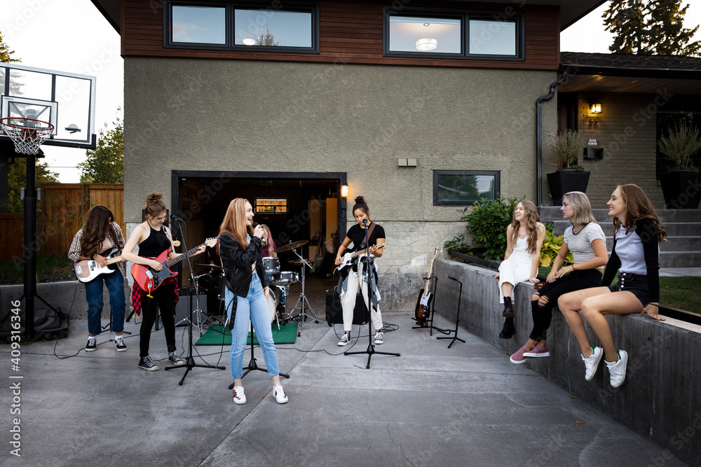 Girl Bands Practicing