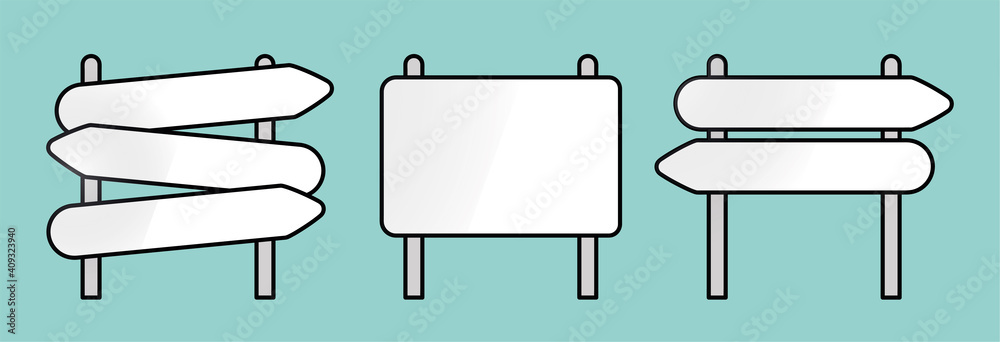 Different Signage Icon Set Signpost Icon Modern Road Signs Silhouettes Signpost Writing