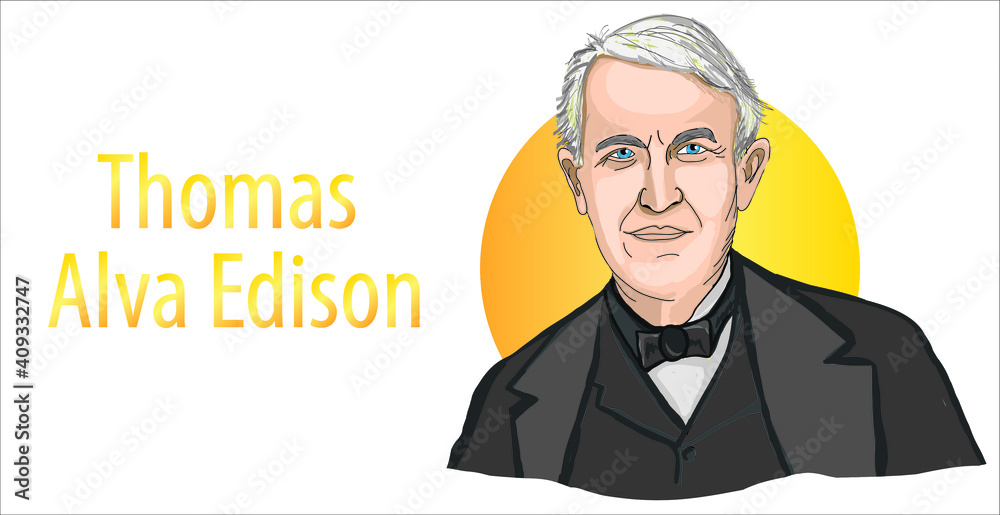 Thomas Alva Edison Vector illustration hand drawn Stock Vector | Adobe ...
