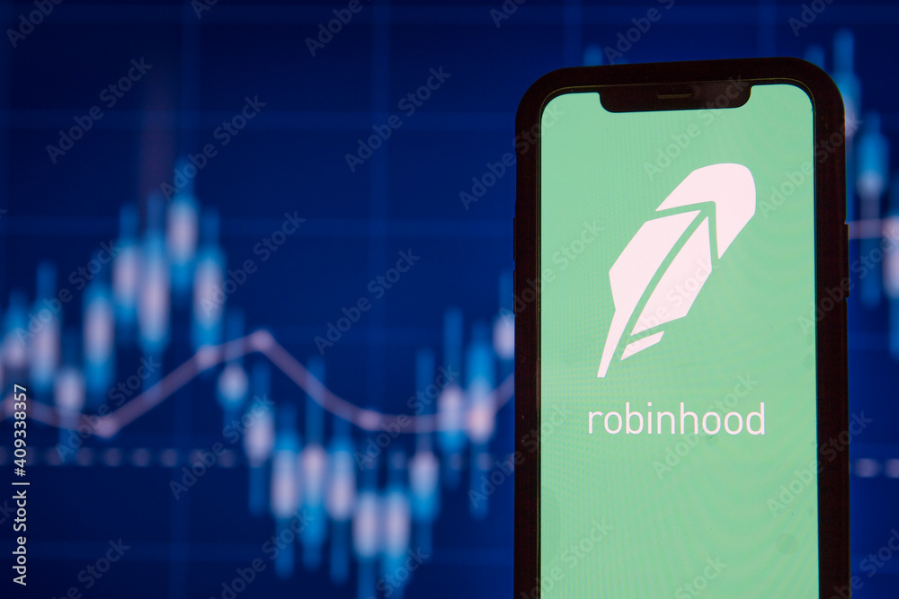 LONDON, UK - January 2021: Robinhood financial investing app on a ...