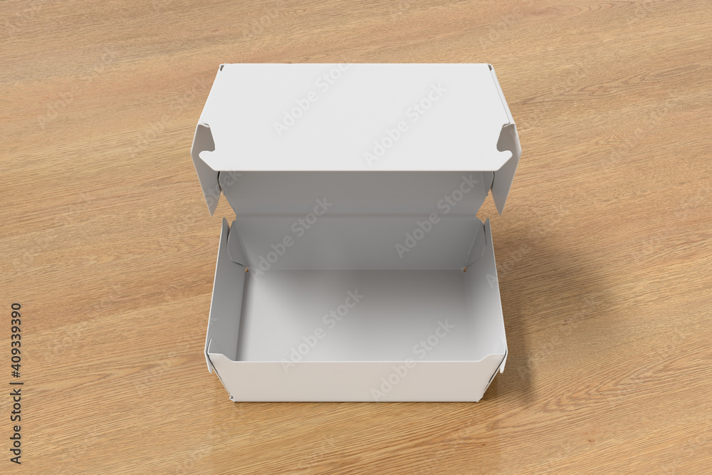 A white food box mock up, packaging for hamburger, lunch, fast food ...