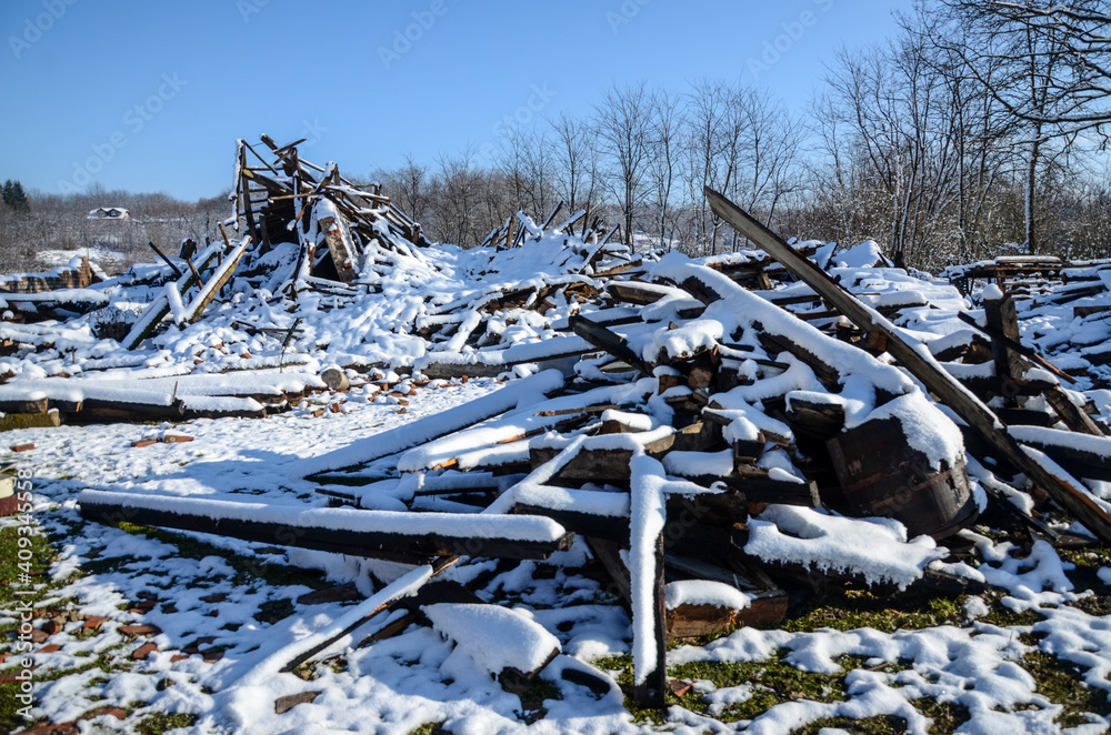 Demolished house after earthquake in Glina, Croatia. Collapsed and ...