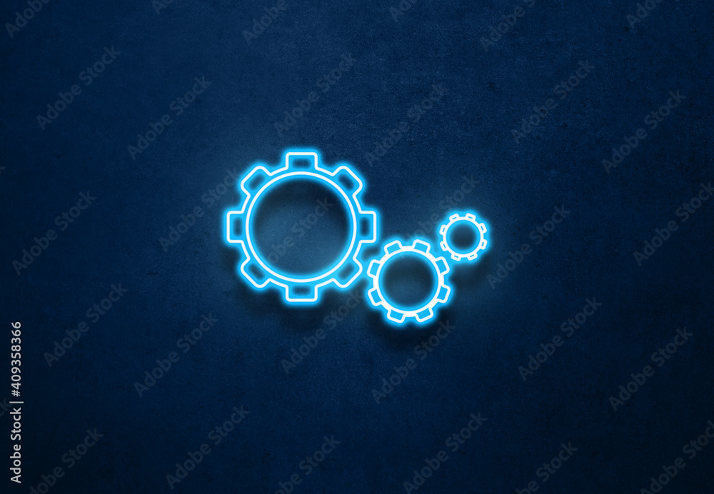 light icon in neon light glowing blue bright symbol on wall Background ...
