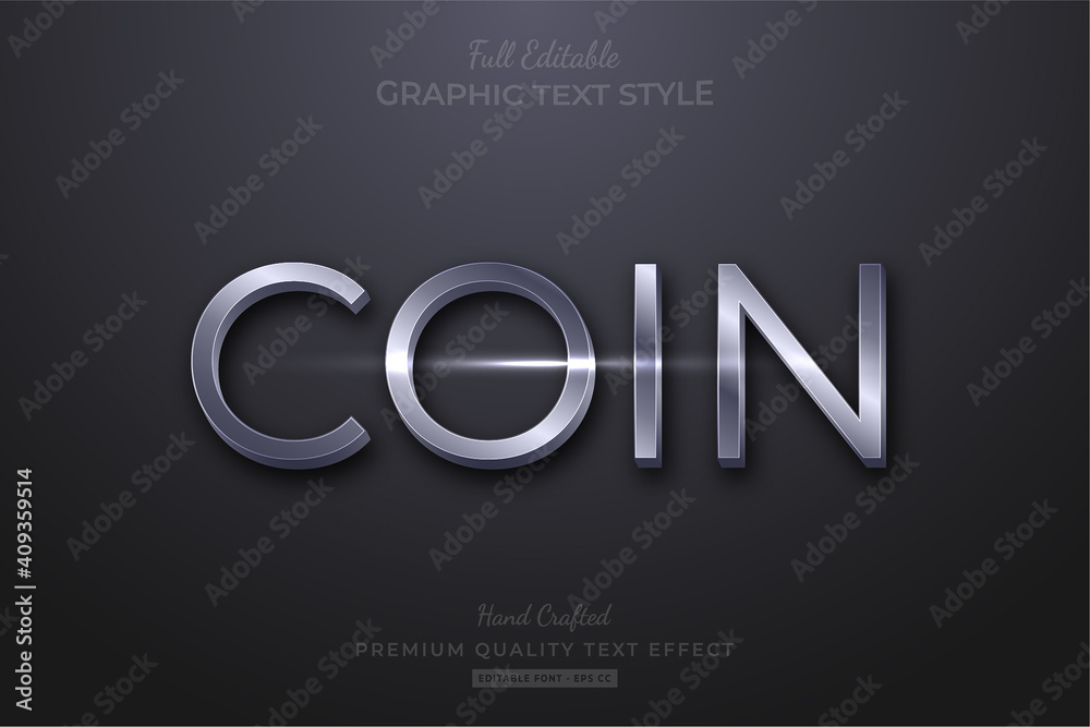 Coin Silver Elegant Editable Text Effect Font Style Stock Vector ...