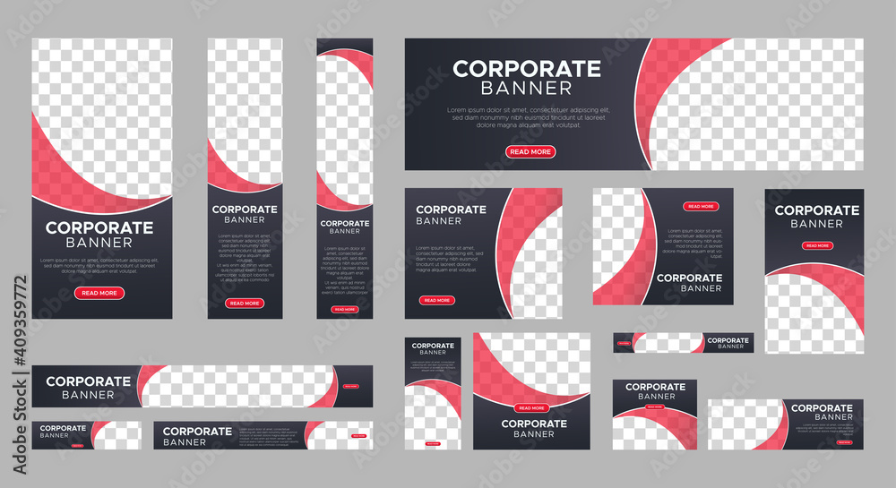 Abstract banner design web template Set, Horizontal header web banner ...