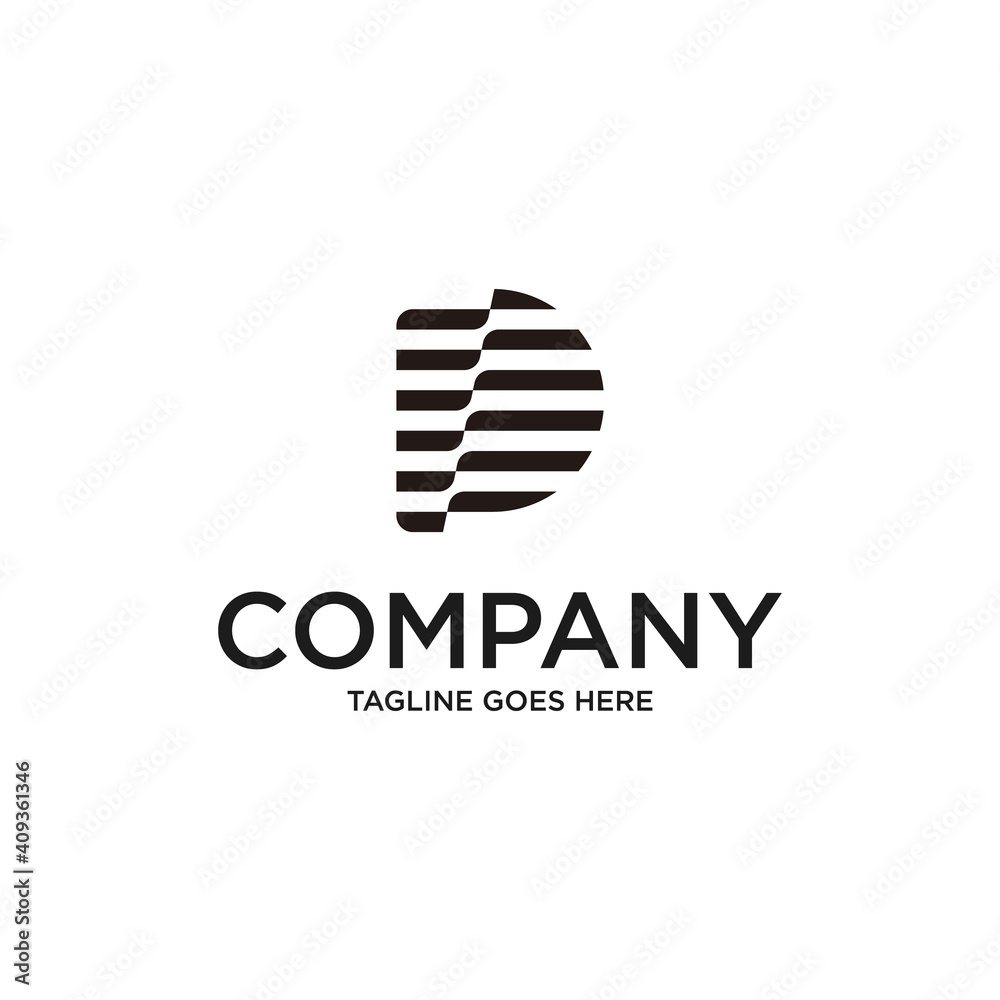 Initial Letter D and Wave Linked Logo. with blue color isolated on ...