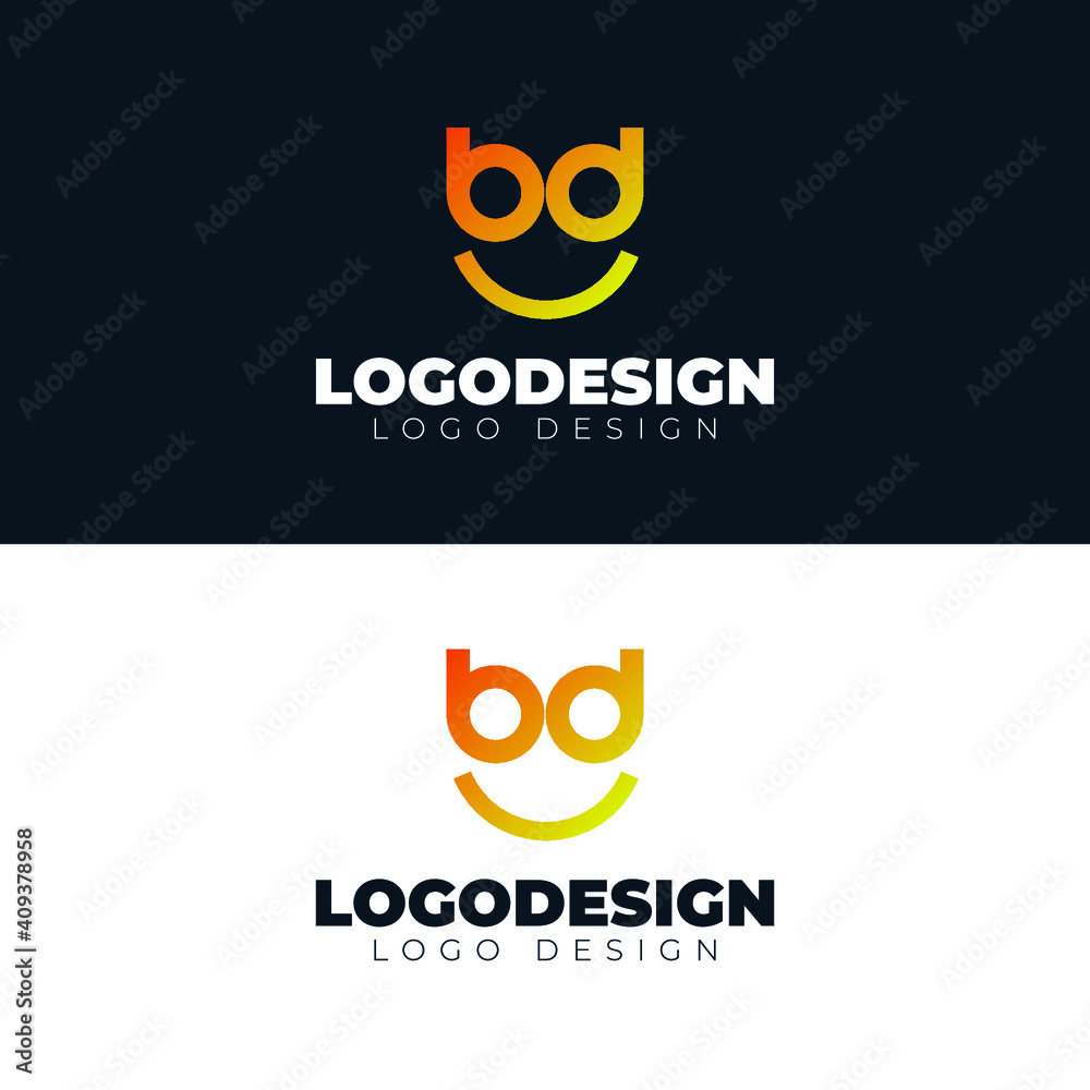 bd letter and smile logo design creative and minimal logotype vector ...