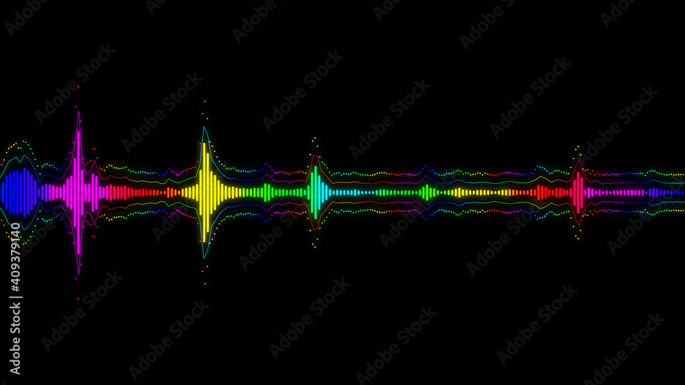 Abstract bounce line spectrum waveform spectral wave design on black ...