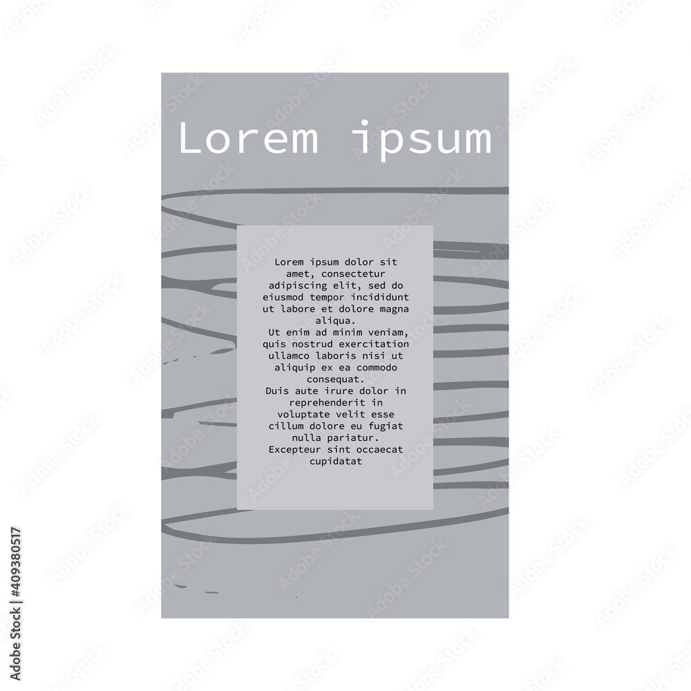 Hand-drawn cartoon gray template with space for text. Vector flat ...