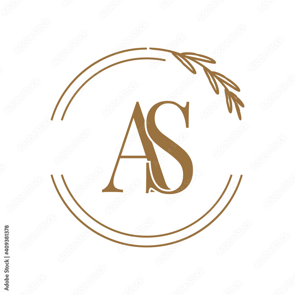 Simple Elegant Initial Letter Type AS Logo Sign Symbol Icon, Logo ...