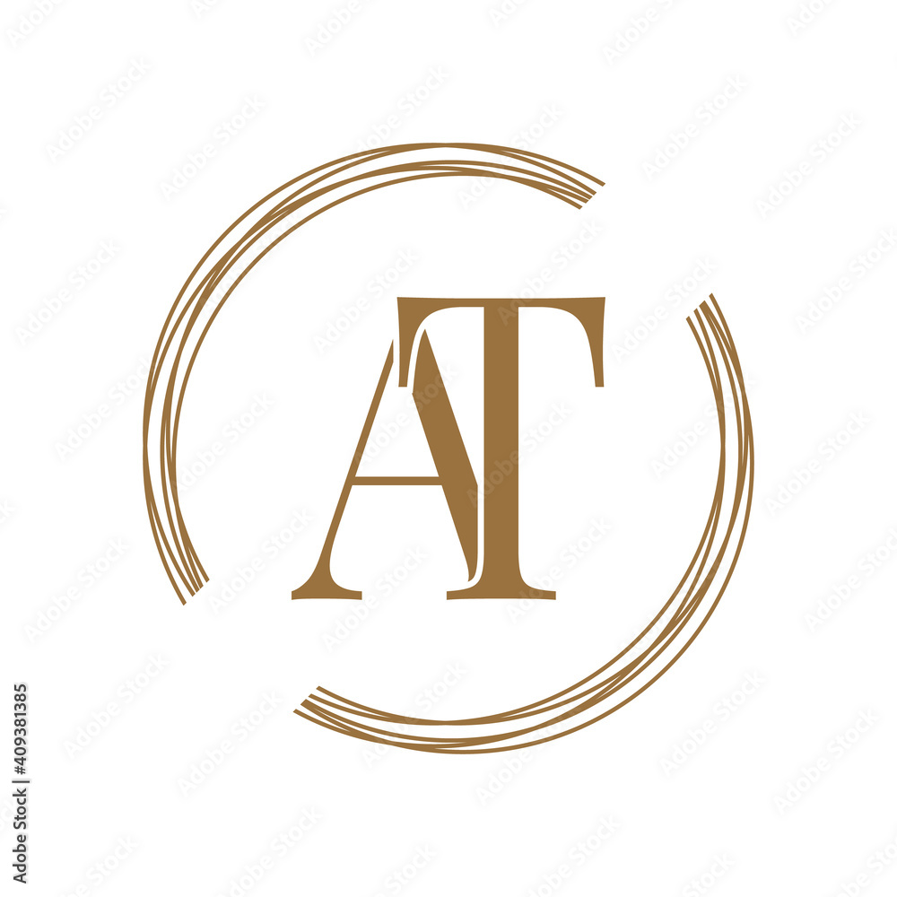 Simple Elegant Initial Letter Type AT Logo Sign Symbol Icon, Logo ...