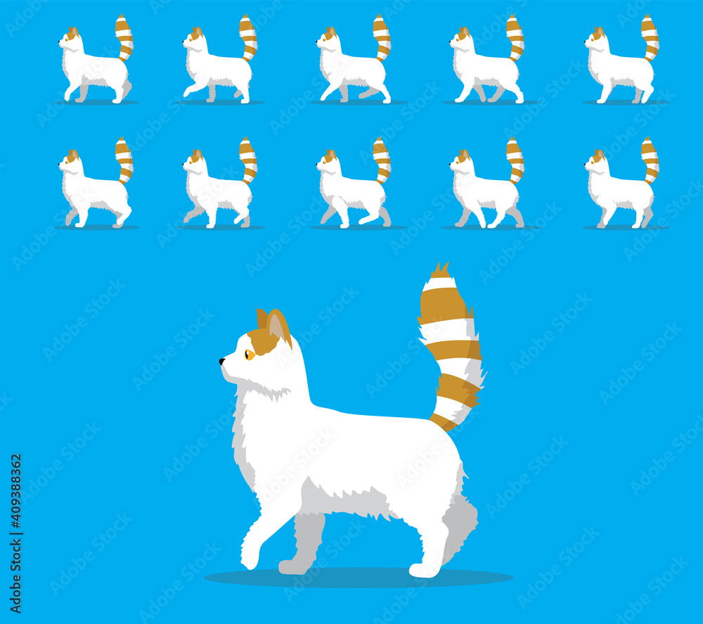 Animal Animation Sequence Cat Turkish Van Cartoon Vector Stock Vector ...