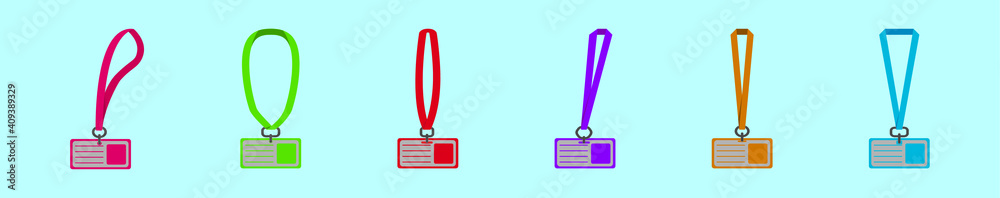 set of lanyard cartoon icon design template with various models. vector ...