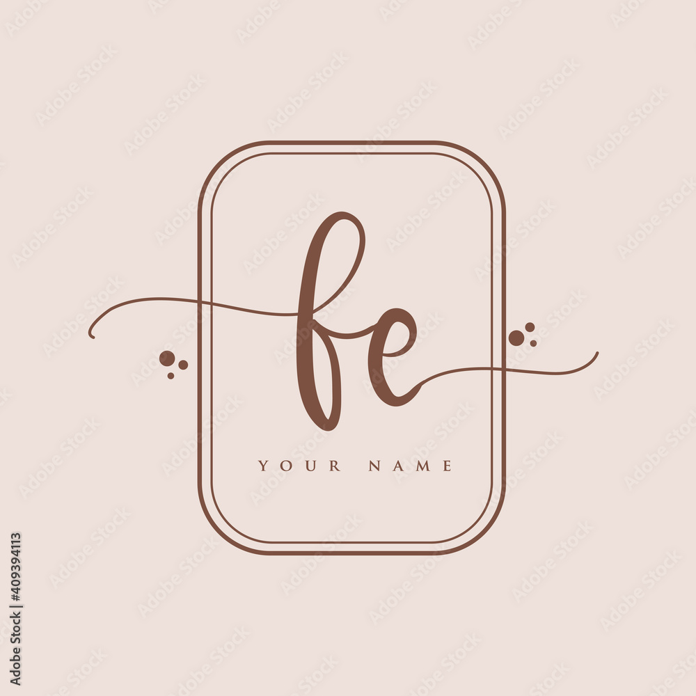 FE Initial handwriting logo. Hand lettering Initials logo branding ...