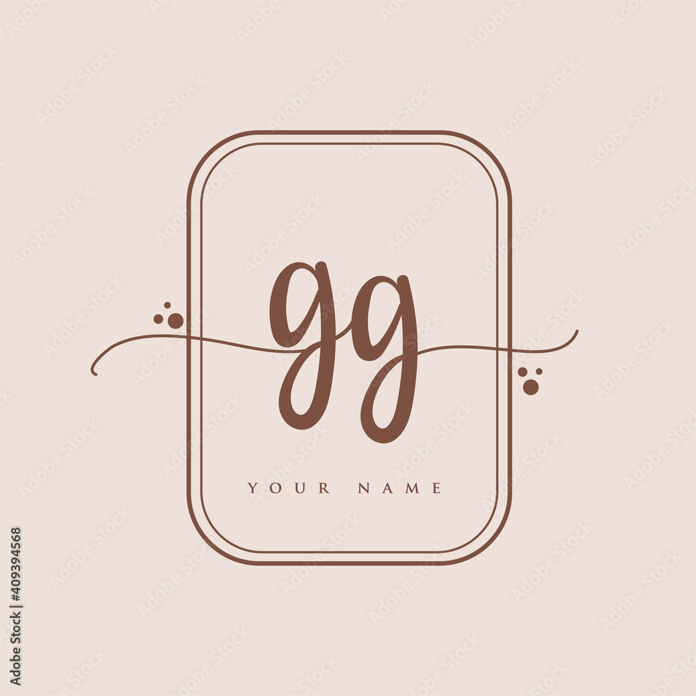 GG Initial handwriting logo. Hand lettering Initials logo branding ...