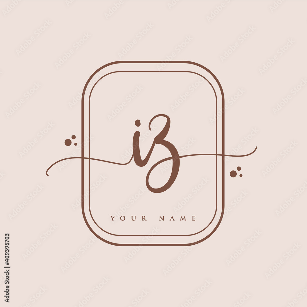Vetor do Stock: IZ Initial handwriting logo. Hand lettering Initials ...