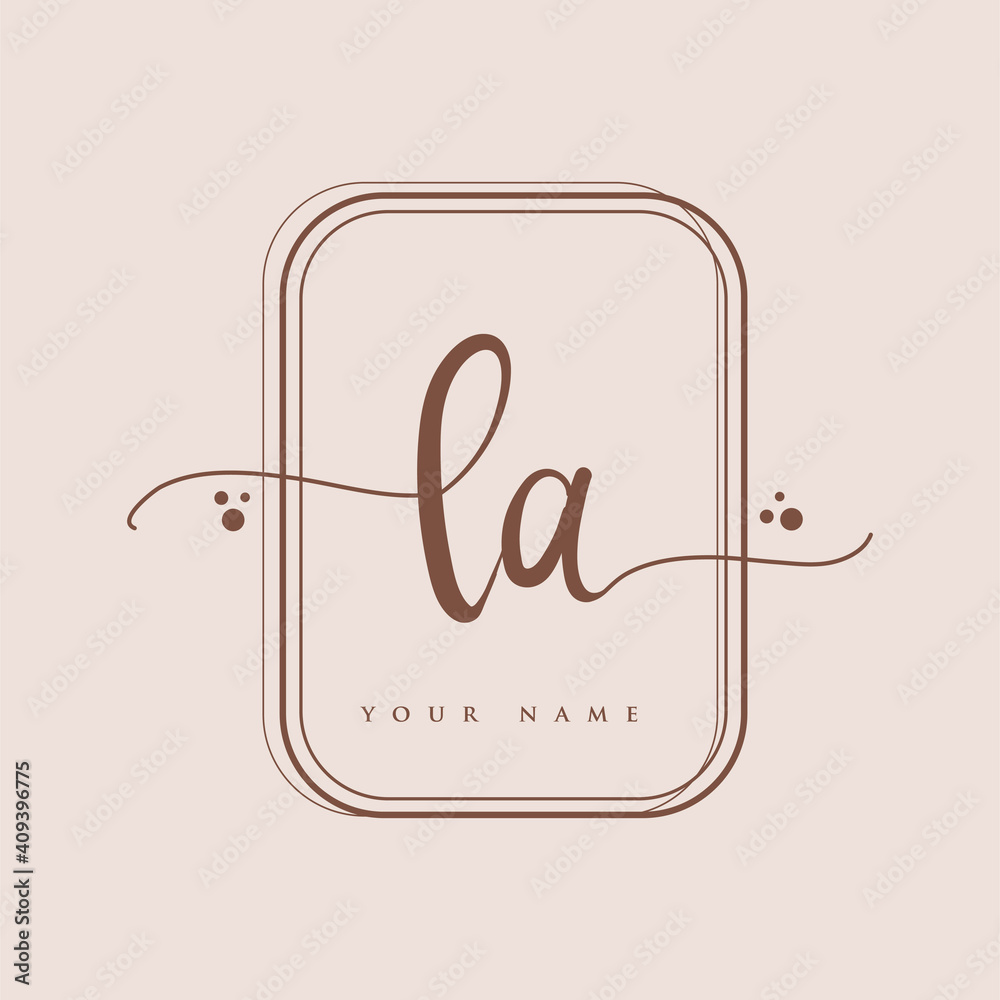 LA Initial handwriting logo. Hand lettering Initials logo branding ...