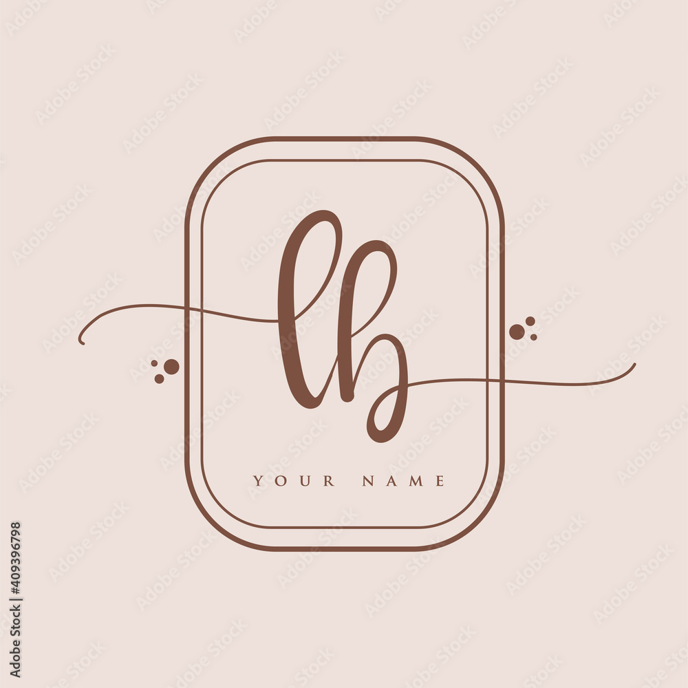 LB Initial handwriting logo. Hand lettering Initials logo branding ...