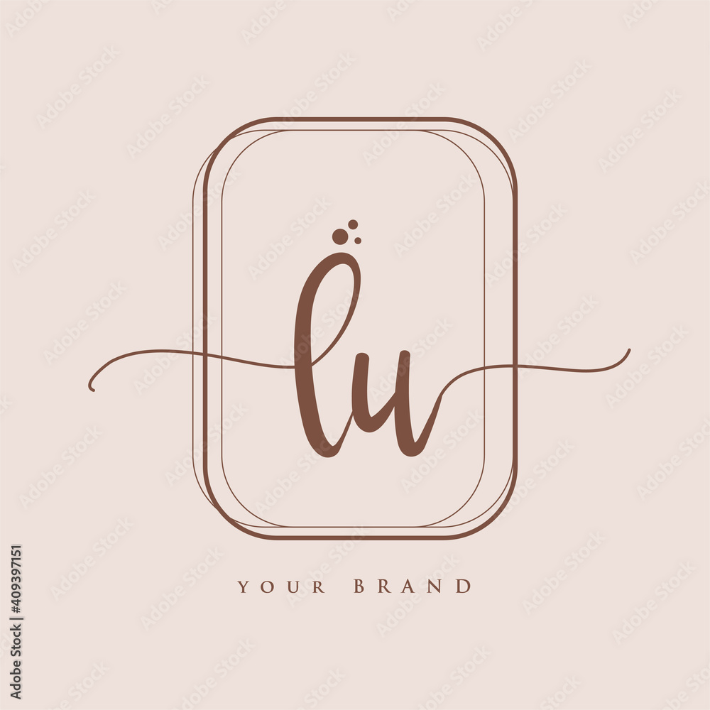 LU Initial handwriting logo. Hand lettering Initials logo branding ...