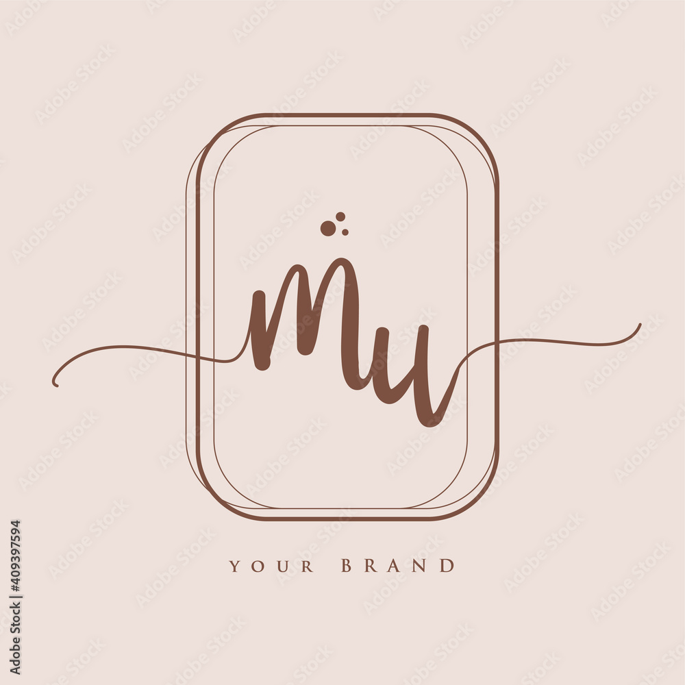 MU Initial handwriting logo. Hand lettering Initials logo branding ...