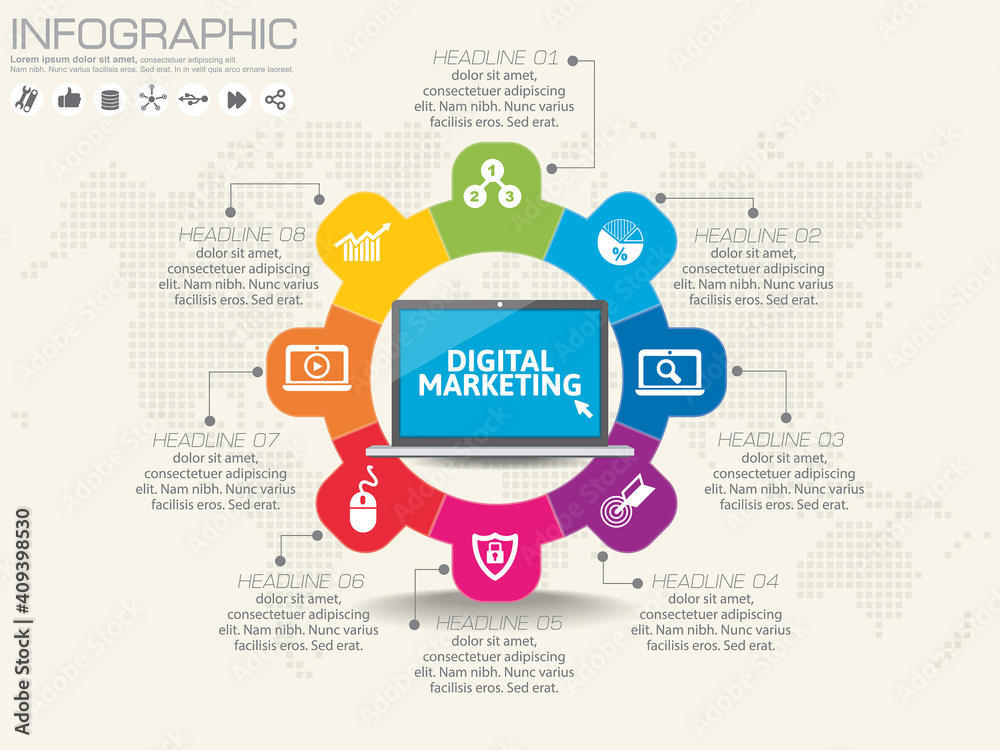 Digital Marketing concept. Infographic chart with icons, can be used ...